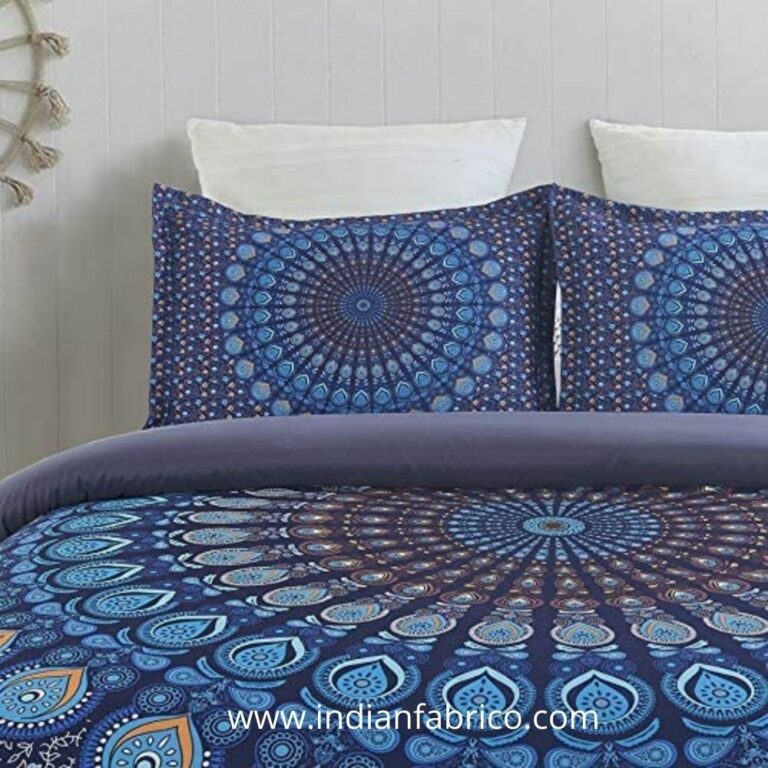 Ethnic Jaipuri Pure Cotton Paisley Floral Grey Border Double Bedsheet
